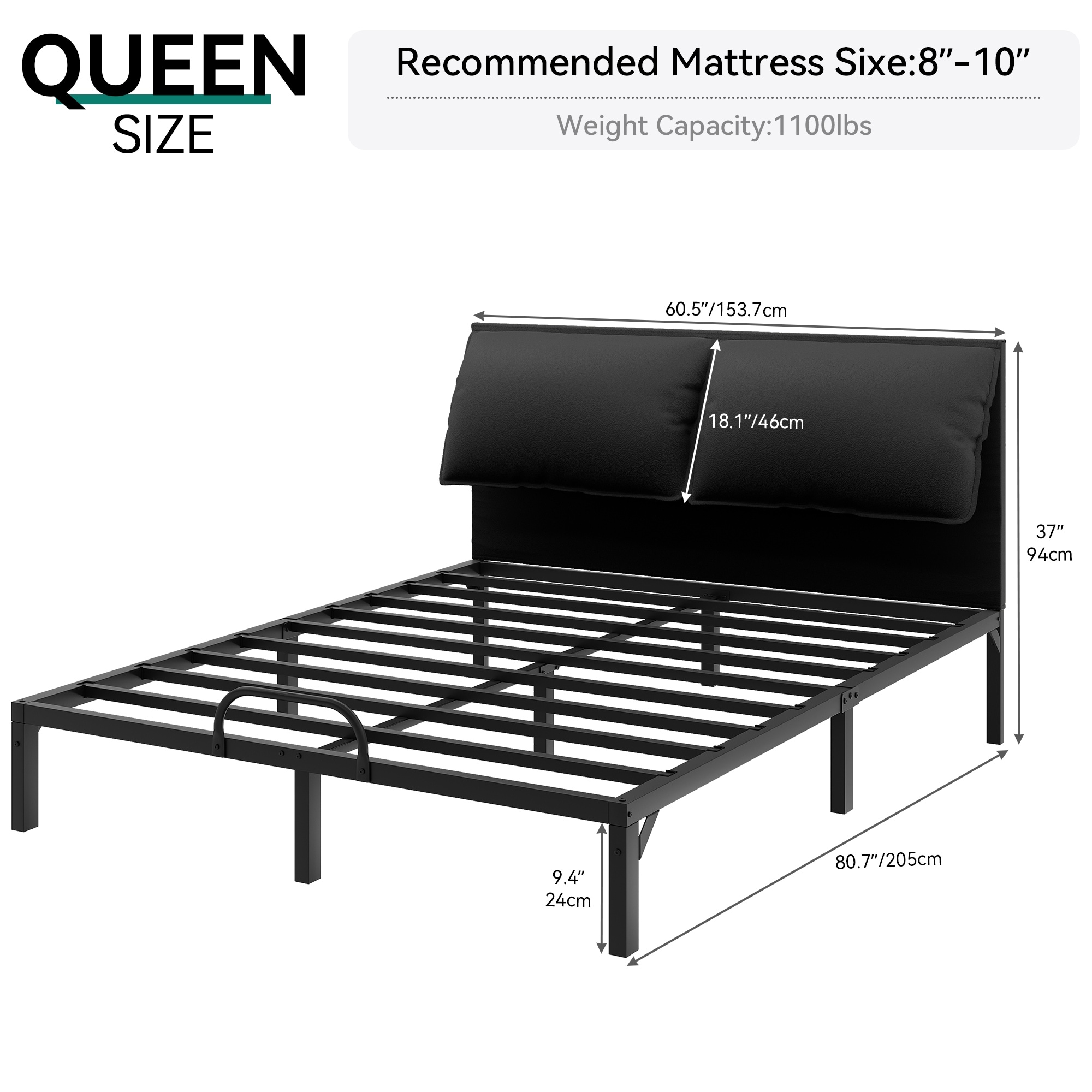Moasis Metal Bed Frame Folding Upholstered Bed Frame with Faux Leather Headboard Two Pillows On Sale Bed Bath Beyond 41117909
