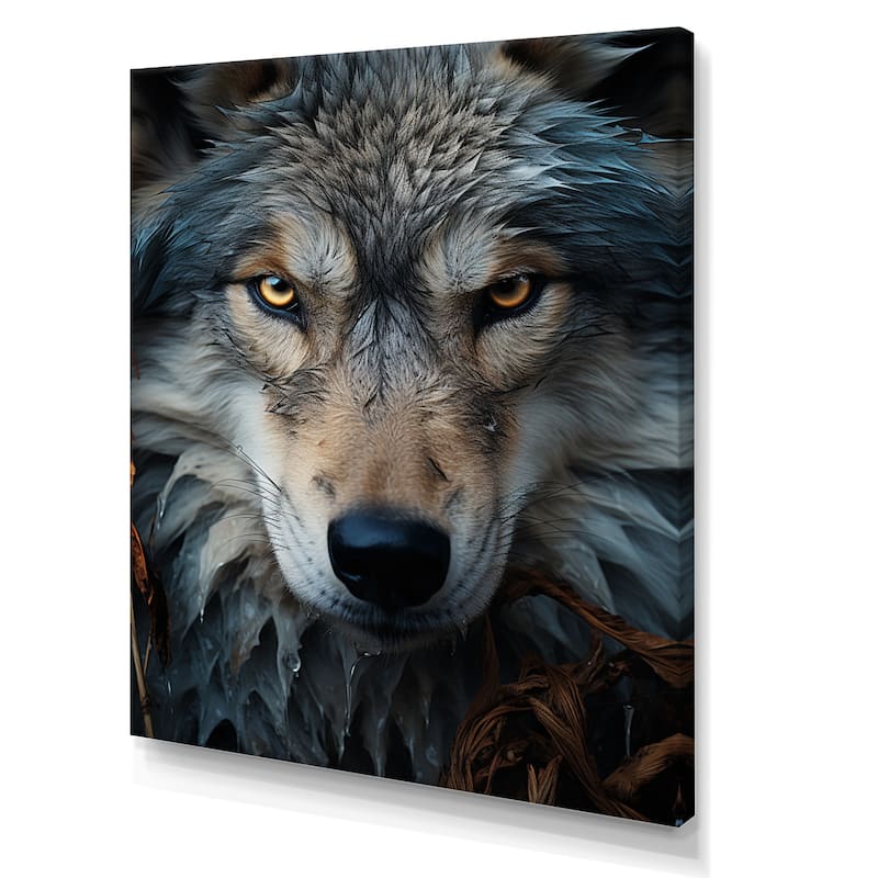Designart "Grey And White Wolf Portrait II" Animals Wolf Wall Decor ...