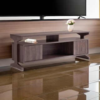 TV Entertainment Console, 60 Inch Top, 2 Cabinets 1 Cubby Walnut Brown ...