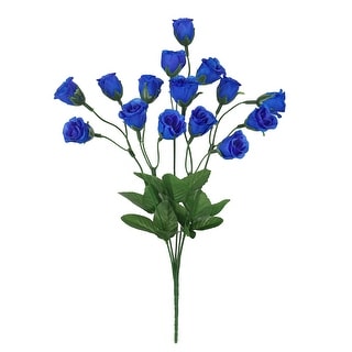 Set of 12 Royal Blue Artificial Mini Rose Bud Flower Stem Bush Bouquet ...