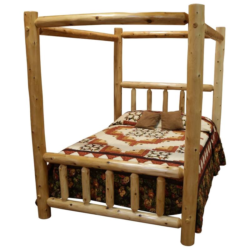 White Cedar Log - Canopy Bed - Overstock - 34842883