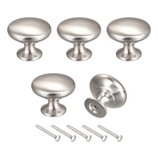 Drawer Knobs, 5pcs 30mm Round Pull Handles Zinc Alloy Brushed Silver ...