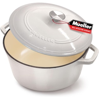 Mueller 6 Quart Enameled Cast Iron Dutch Oven, Dual Handles, Stainless ...