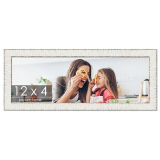 12x4 White Rustic Birch Wood Picture Frame with UV Acrylic Plexiglass ...