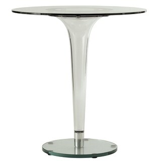 Linden Modern 28-inch Round Tulip Glass Accent Dining Bar Table - Clear ...