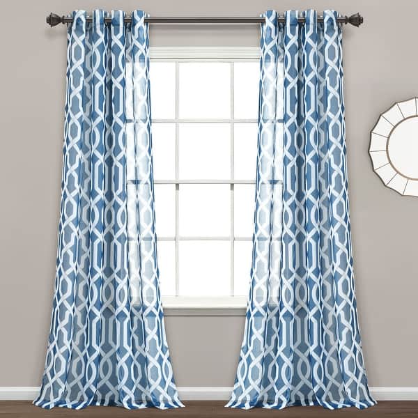Lush Decor Edward Trellis Sheer Window Curtain Panel Pair - 84" x 52 ...