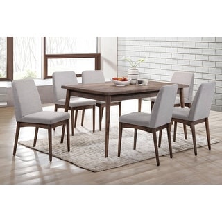 7-Piece Dining Set with Melamine Top Table and Upholstered Chairs - Bed ...