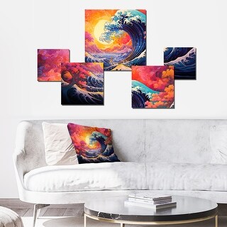 Designart "Japanese Sunset Waves Of Kanagawa IV" Japan Art Metal Art ...