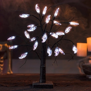 Joyfy 1.5ft Spooky Tree with 24 Glittered LED Ghost Lights - Bed Bath ...