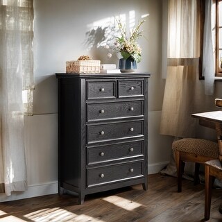 Modern 6-Drawer Dresser - Farmhouse Style Chest of Drawers for Bedroom ...