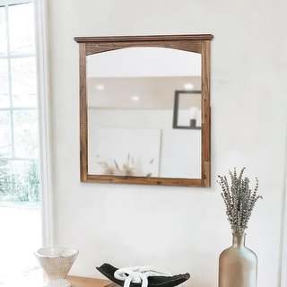 37 Inch Transitional Style Wooden Frame Mirror, Dark Oak - Bed Bath ...