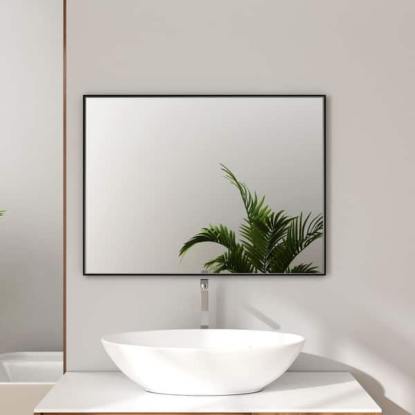 Organnice Rectangular Mirror Modern Black Frame Bathroom Vanity Mirror ...