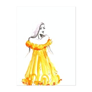 Girl in yellow sundress Illustrations Fashion Flower Art Print/Poster ...