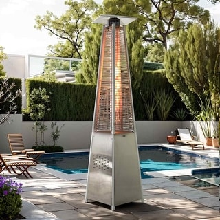 Outdoor Heater, 42,000 BTU Pyramid Glass Tube Propane Patio Heaters ...