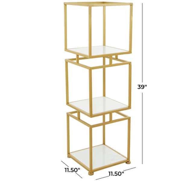Gold Marble Shelving Unit with 3 Marble Shelves - Bed Bath & Beyond ...