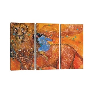 iCanvas "Golden Lion" by Mirta Groffman 3-Piece Canvas Wall Art Set ...