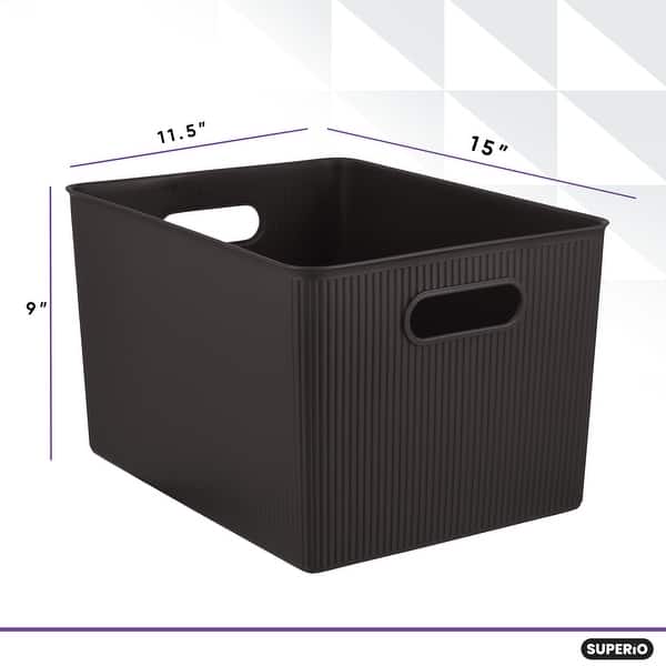 Superio Ribbed Storage Bin with Matching Lid - 15"W x 9"H x 11.5"D ...