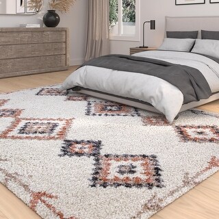 Oasis Eloven White and Multi color Polyester Area Rug 8"x10" - 9'3" x ...