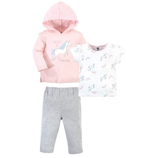 Hudson Baby Toddler Girl Cotton Hoodie, Tee Top and Pant Set, Glitter ...