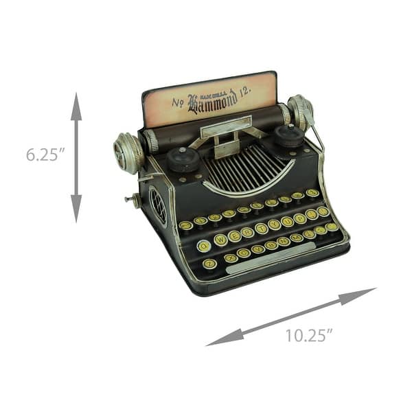 Black Vintage Finish Tin Antique Typewriter Coin Bank - 6.25 X 10.25 X ...