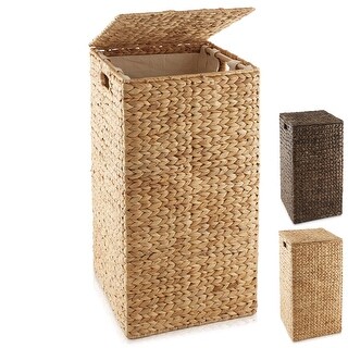 Square Laundry Hamper Basket w Lid and Liner for Clothes Water - Bed ...