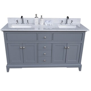61x22 Bathroom Stone Vanity with Rectangle Undermount Ceramic Sink and ...