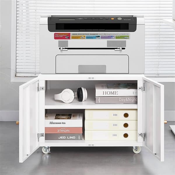 Office furniture Copier Cabinet white 2 door steel copier stand mobile ...