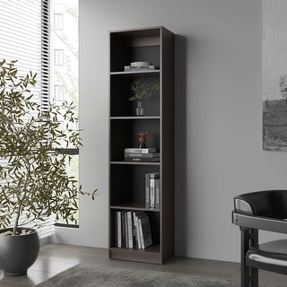 Beaver Balley Bookcase with Open Storage and 5 Shelves, Stained Walnut ...