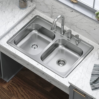 20 Gauge Double Bowl Stainless Steel Kitchen Sink, Sink Only - Bed Bath ...