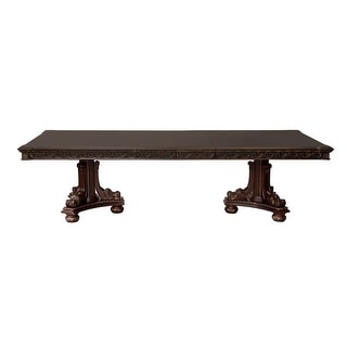 Traditional Dining Table 1pc with Gold Tipping 2x Extension Leaves ...
