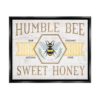 Stupell Sweet Honey Bumble Bee Sign Country Tartan Banner Floater Frame ...