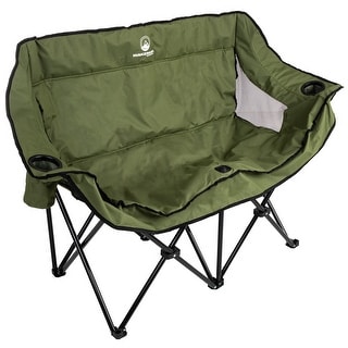 Double Camping Chair - Foldable Portable Couch with 2 Cupholders and ...