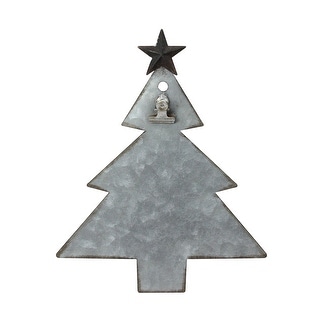 9" Galvanized Metal Tree with Clip Christmas Photo Holder Display Stand ...