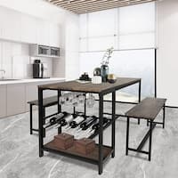 3 Piece Kitchen Table Set with Bench Dining Table Set for 4 Kitchen ...