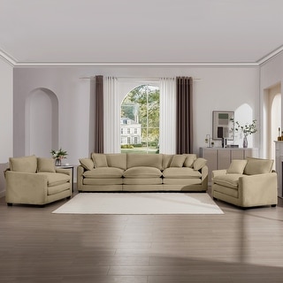 5-seat Modular Sofa Sets 3-seat Settee Bench Sofa Tan Single Armchair ...