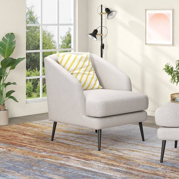 Grondin Mid-Century Modern Style Upholstered Accent Barrel Chair with ...