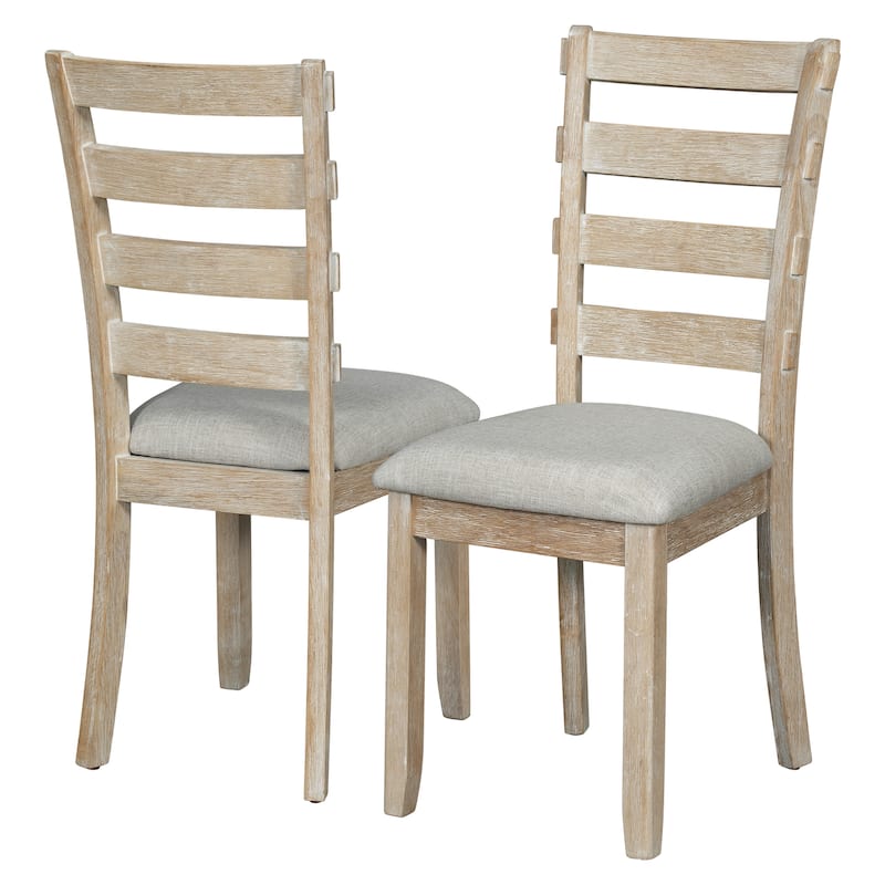 Classical Wooden Dining Table Set With Grain Pattern Veneer Tabletop Dining Room Table Set With