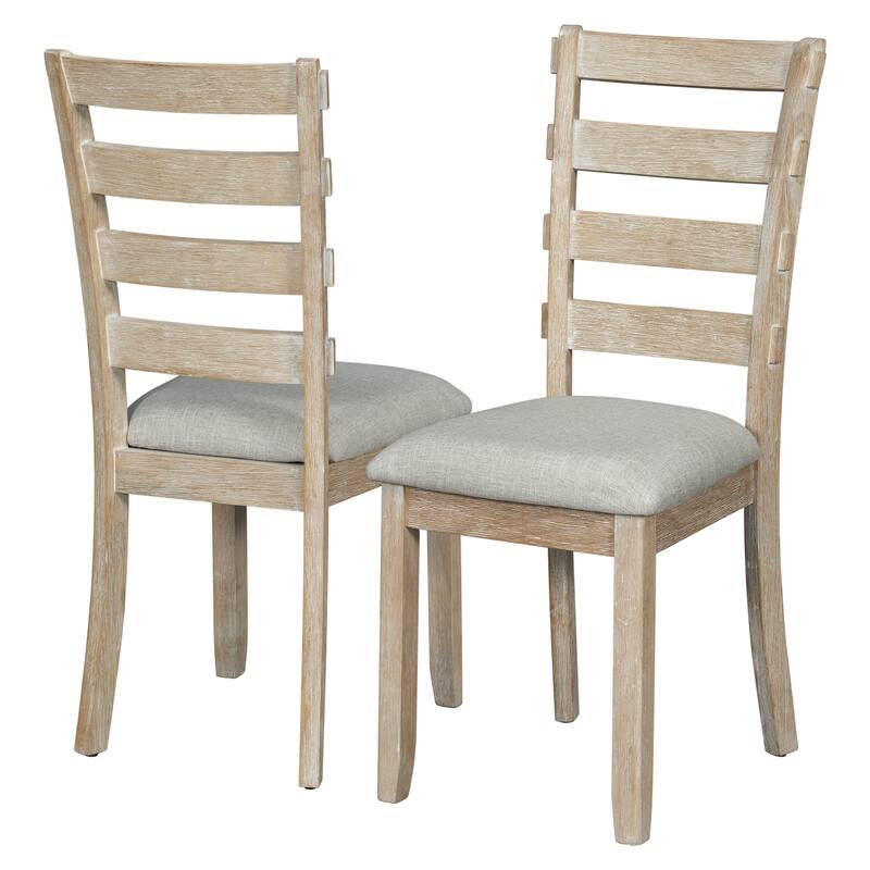 Classical Wooden Dining Table Set With Grain Pattern Veneer Tabletop Dining Room Table Set With