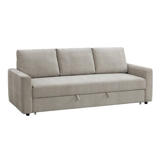 Eira Sofa with Fold Out Sleeper Full Size Bed, Beige Linen, 89 Inch ...