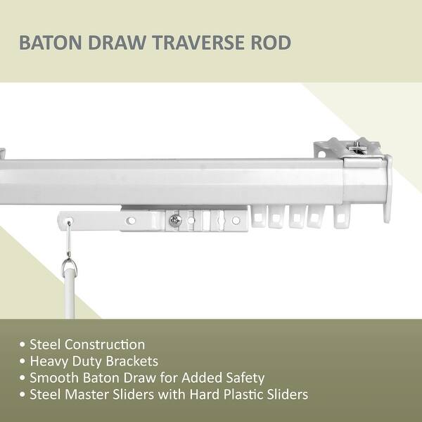 InStyleDesign Baton Draw Double White Traverse - On Sale - Bed Bath ...