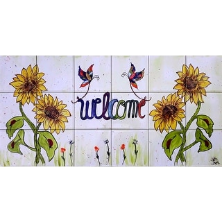 36x18 Welcome Mosaic Backsplash 18pc Ceramic Tiles Wall Mural - Bed ...
