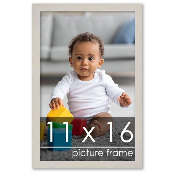 11x16 Traditional White Washed Complete Wood Picture Frame with UV ...