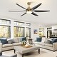 66-in Black and Gold Indoor LED Ceiling Fan with Light Remote (6-Blade) - Bed Bath & Beyond ...