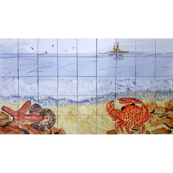 36in x 20in Sea View Backsplash Design 45pc Tile Ceramic Wall Mural ...