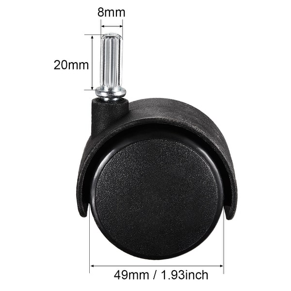 2inch Swivel Casters Nylon Twin Wheel 8mmx20mm Stem Furnitures Caster ...