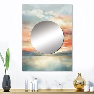 Designart "Bold Sunset Coastal Horizon IV" Sunrisesunset Mirror Beige ...
