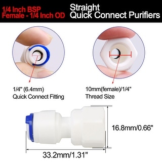 1/4" Female-1/4" Tube Quick Connect Purifier RO Water Filter 10pcs ...