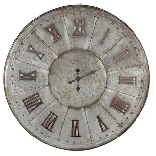 Oversized Rustic Galvanized Metal Round Wall Clock - Bed Bath & Beyond ...