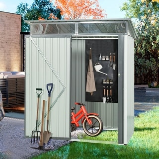 5ft x 3ft Outdoor Metal Storage Shed Transparent plate white - Bed Bath ...
