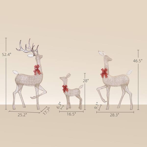 Light Up Reindeer Family Set, 3 Piece Outdoor Christmas Decor - Bed ...